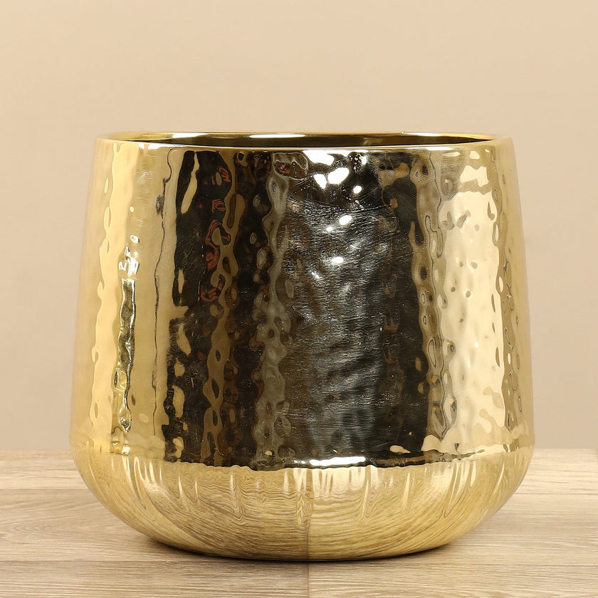 Shop Natural Feel Faux Round Ceramic Gold Pots | Bloomr