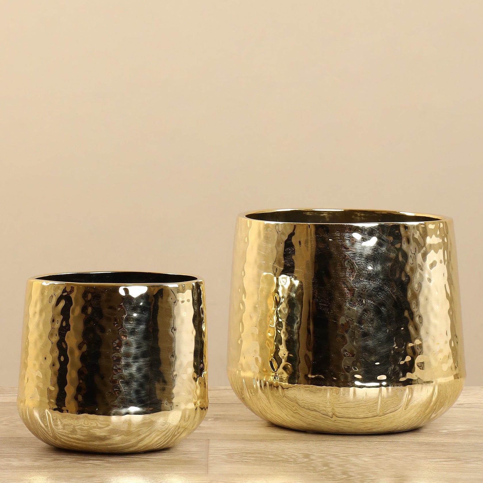 Shop Natural Feel Faux Round Ceramic Gold Pots | Bloomr
