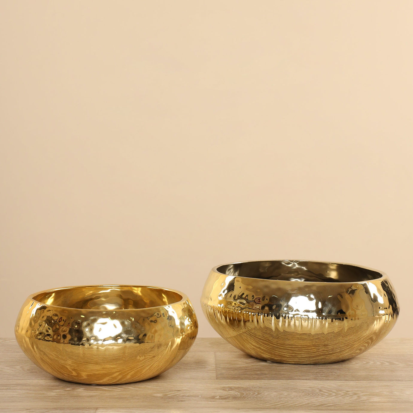 Shop Natural Feel Faux Round Ceramic Gold Pots | Bloomr
