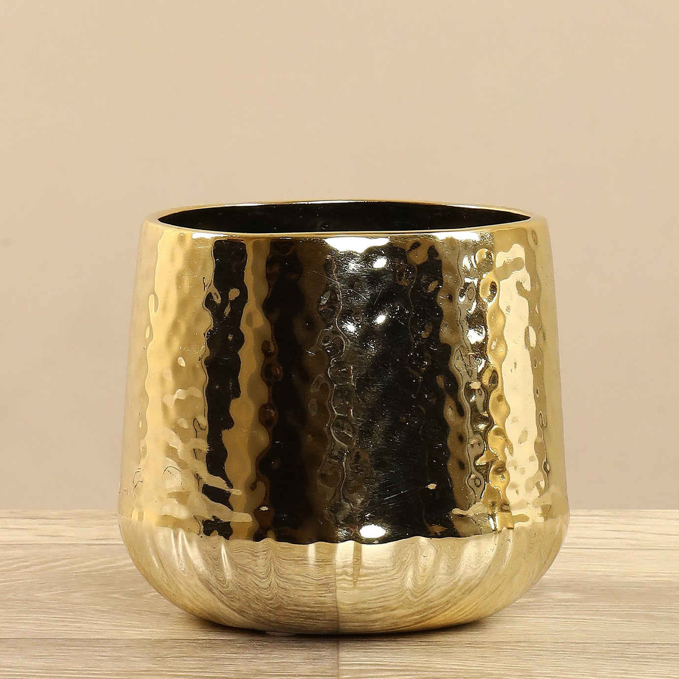 Shop Natural Feel Faux Round Ceramic Gold Pots | Bloomr