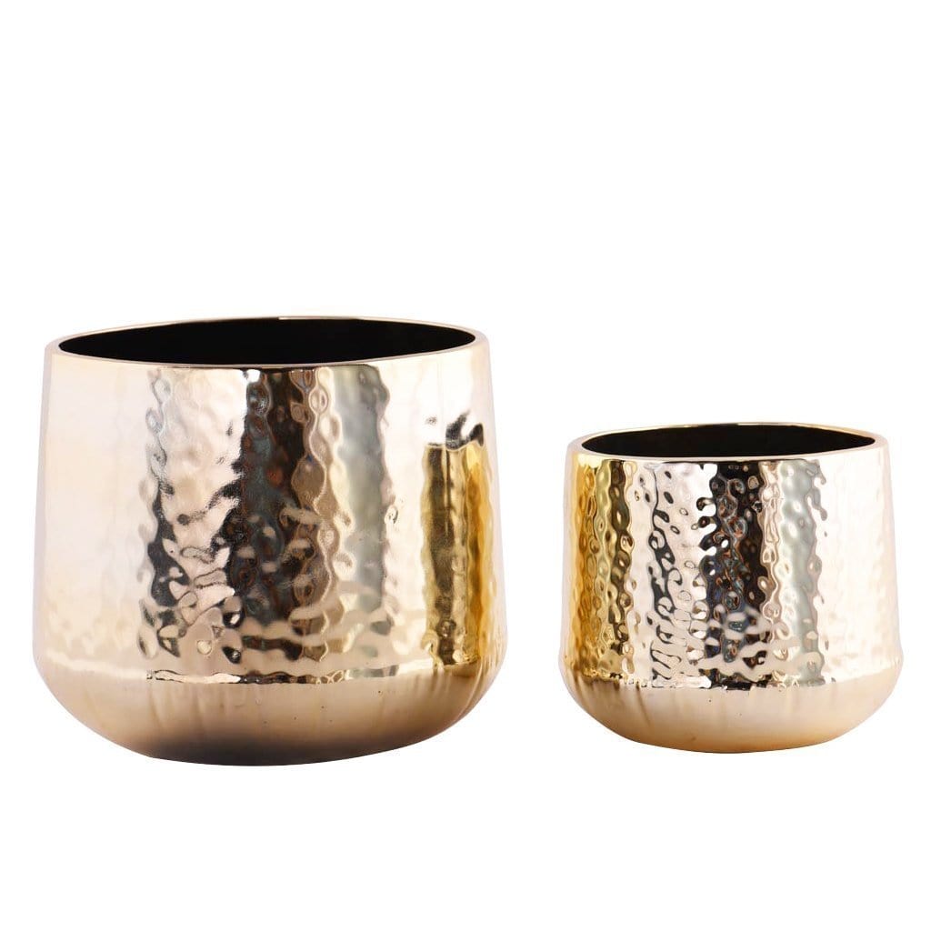 Shop Natural Feel Faux Round Ceramic Gold Pots | Bloomr