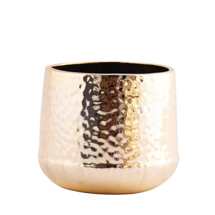 Shop Natural Feel Faux Round Ceramic Gold Pots | Bloomr