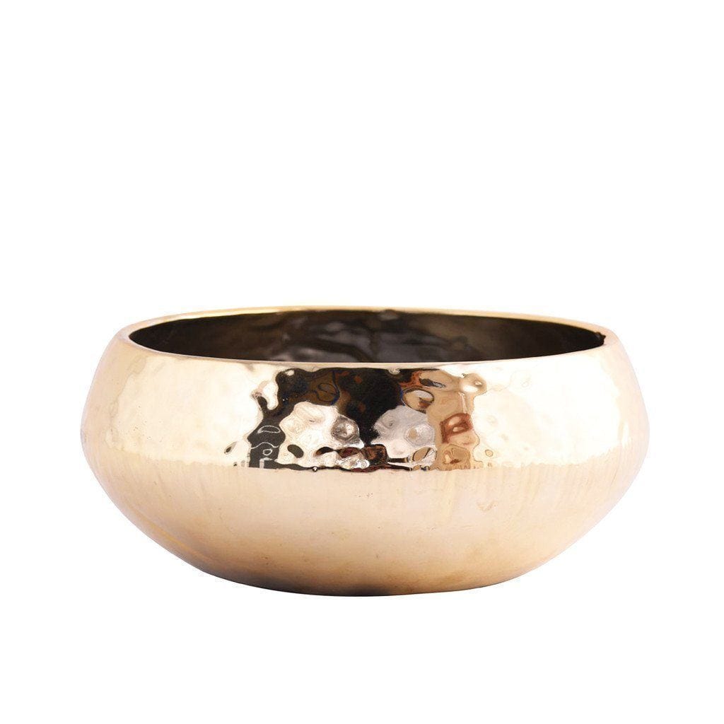 Shop Natural Feel Faux Round Ceramic Gold Pots | Bloomr
